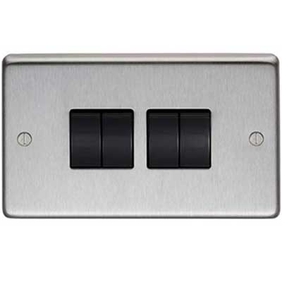 From The Anvil-34203/1 Satin Stainless 10 Amp Two Way Quad Switch
